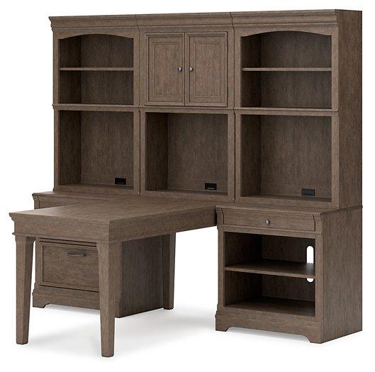 Janismore Weathered Gray 6-Piece Bookcase Wall Unit with Desk – Island ...