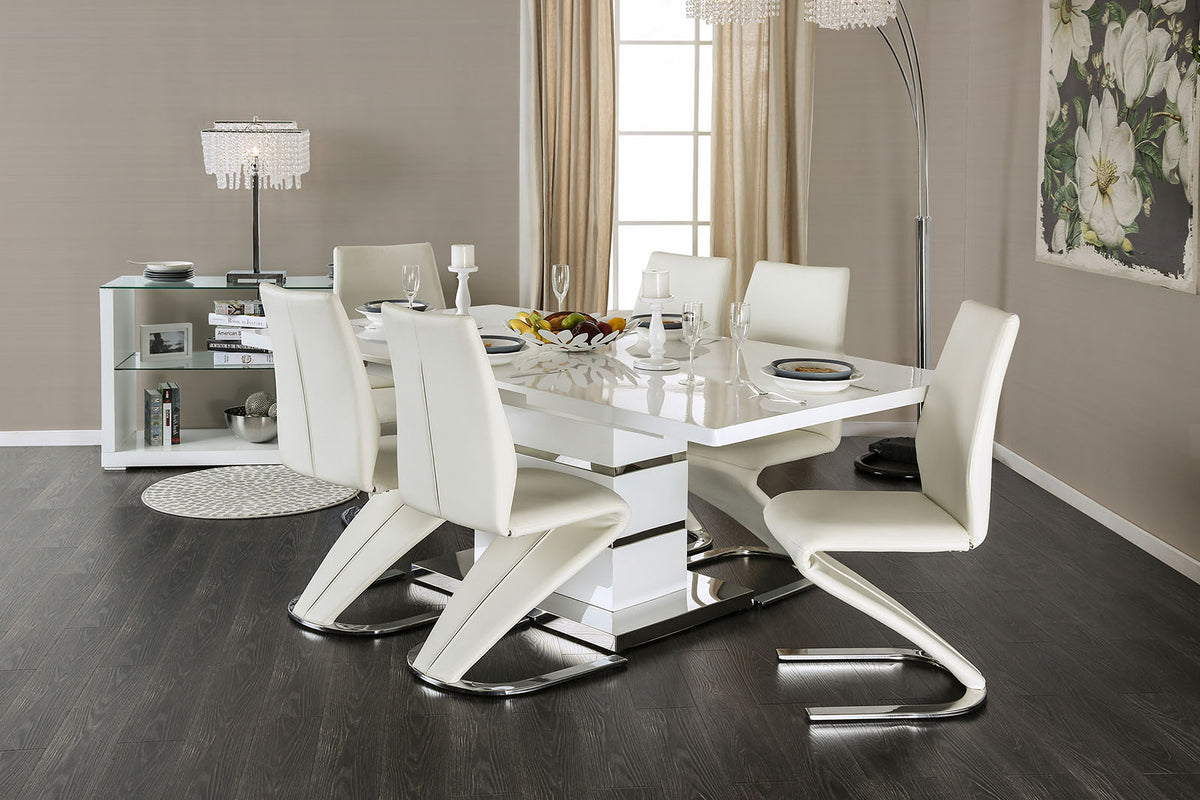 Midvale White/Chrome Dining Table – Island Furniture of Jamaica